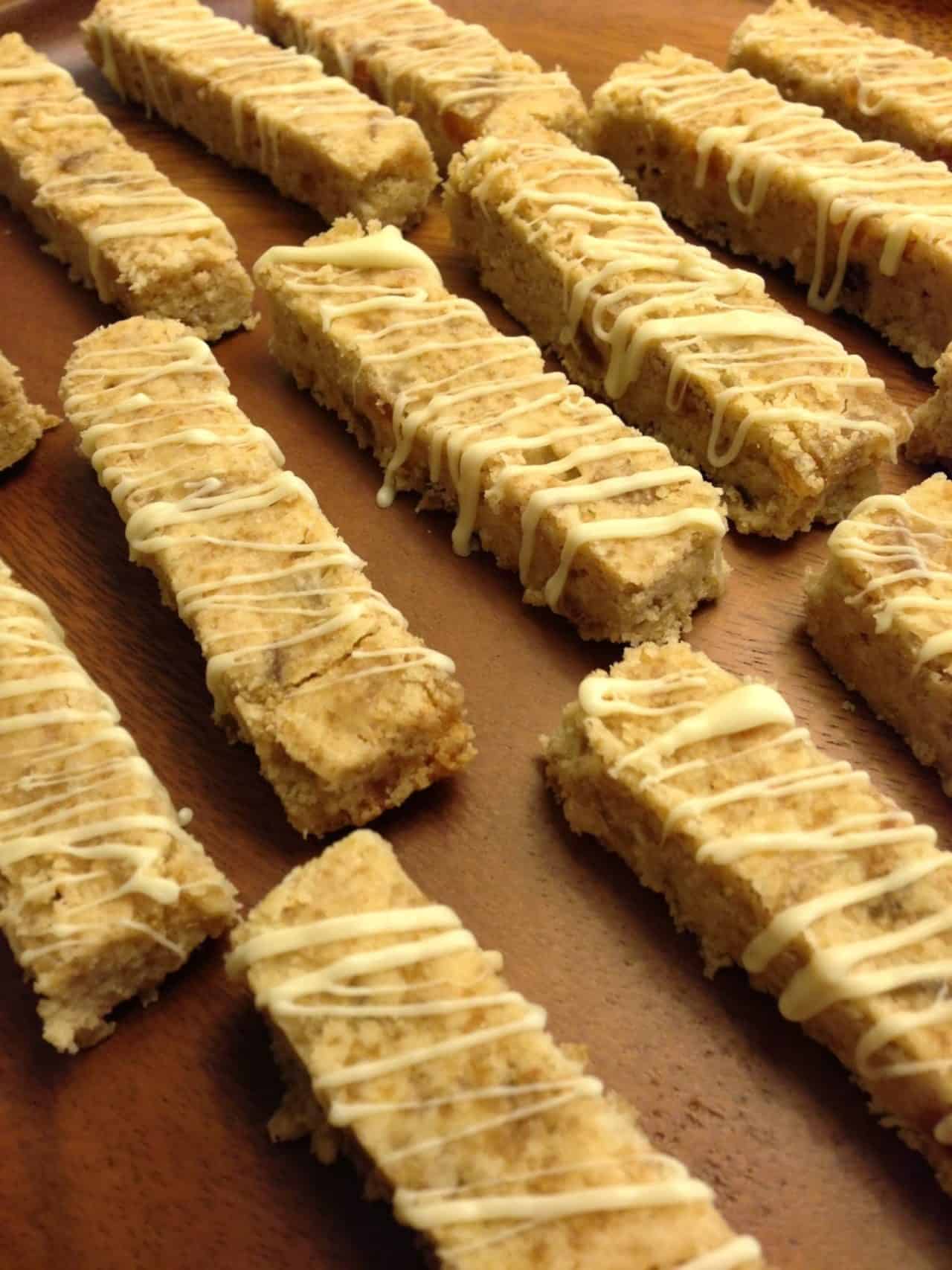 Ginger Shortbread with White Chocolate Drizzle - She's Almost Always Hungry