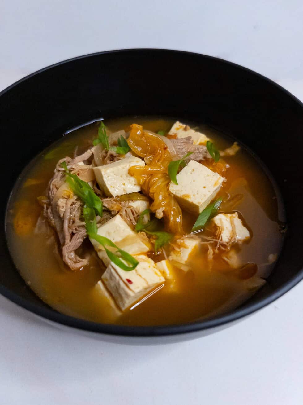 Kim Chee, Tofu, and Kalua Pork Soup - She's Almost Always Hungry